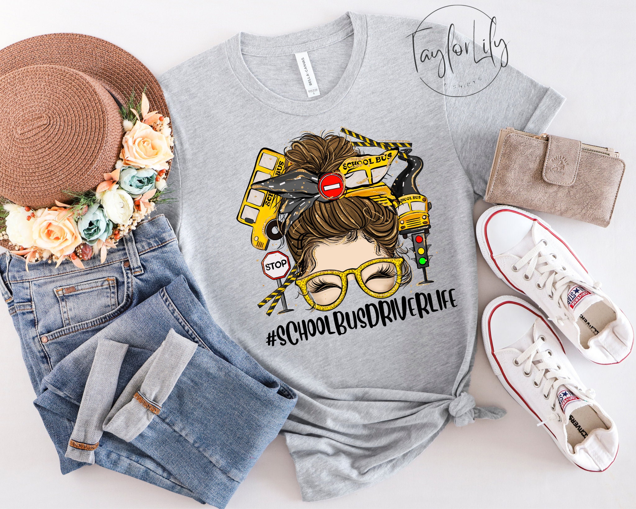 School Bus Driver Shirt, Bus Driver Shirt, Back to School, Messy Bun ...