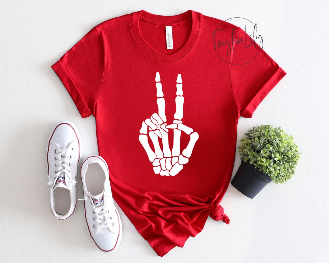 Skeleton Hands Shirt, Peace Sign Hand Shirt, Skeleton Shirt, Skeleton ...
