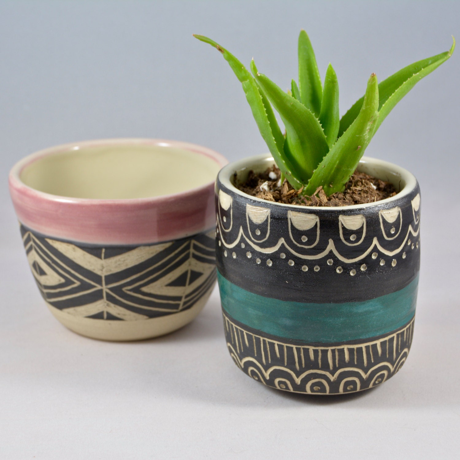 Geometric Line Design on a Ceramic Planter / Tumbler / Bowl - Etsy