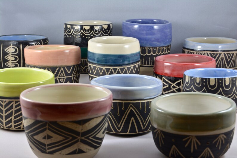 Geometric Line Design on a Ceramic Planter / Tumbler / Bowl - Etsy