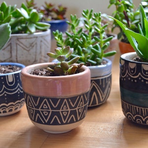 Ceramic Planter With Chevron Design - Etsy