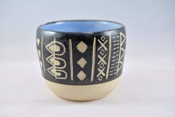 Geometric Line Design on a Ceramic Planter / Tumbler / Bowl | Etsy