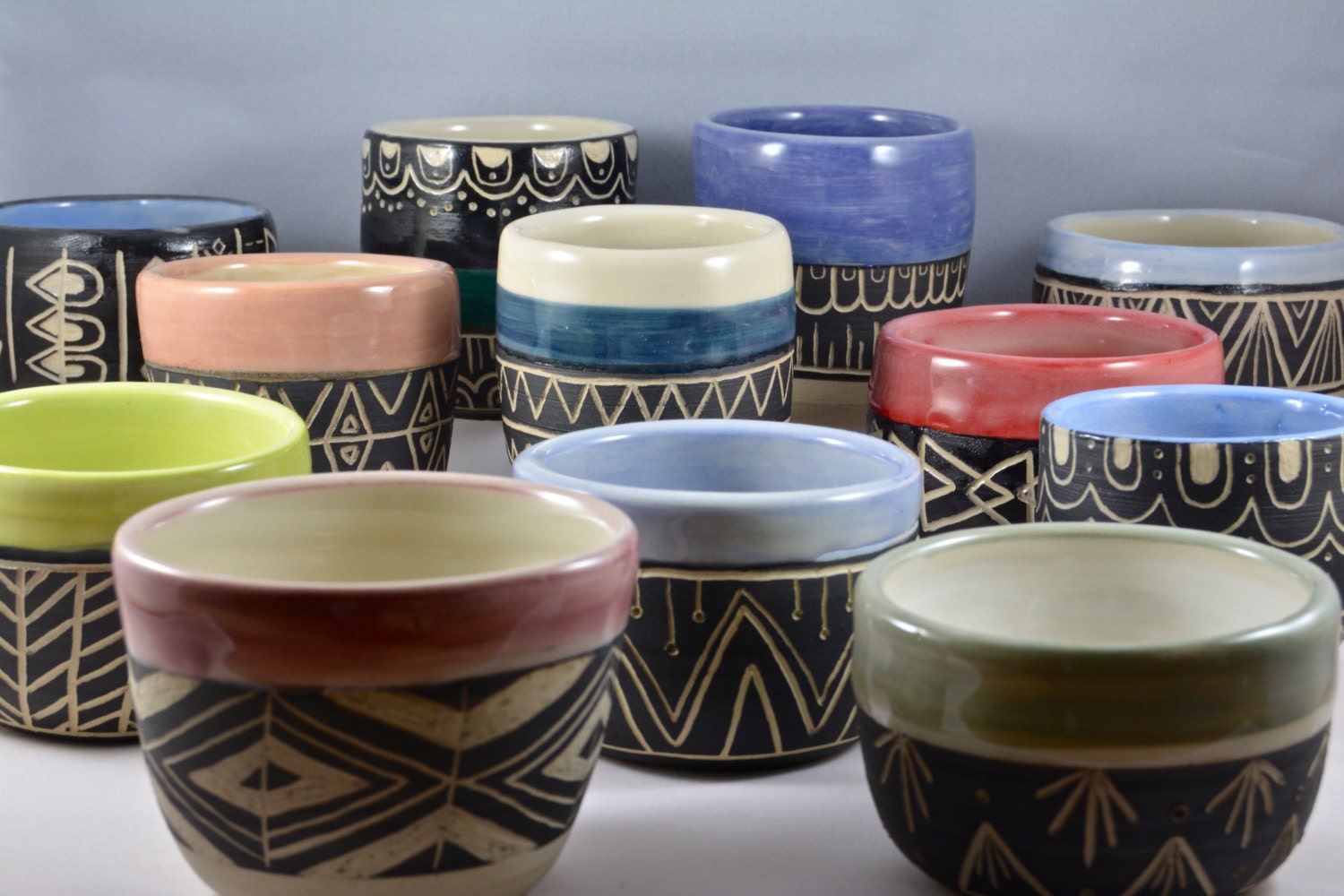 Geometric Line Design on a Ceramic Planter / Tumbler / Bowl - Etsy