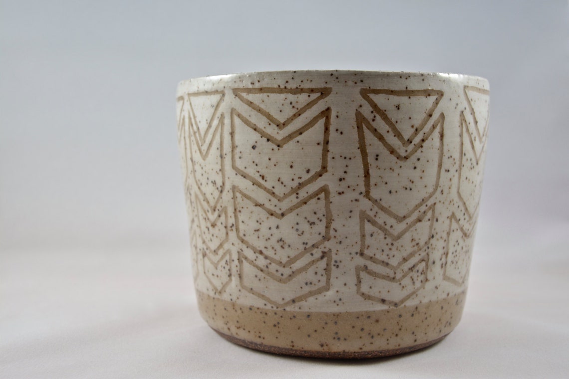 Ceramic Planter With Chevron Design - Etsy