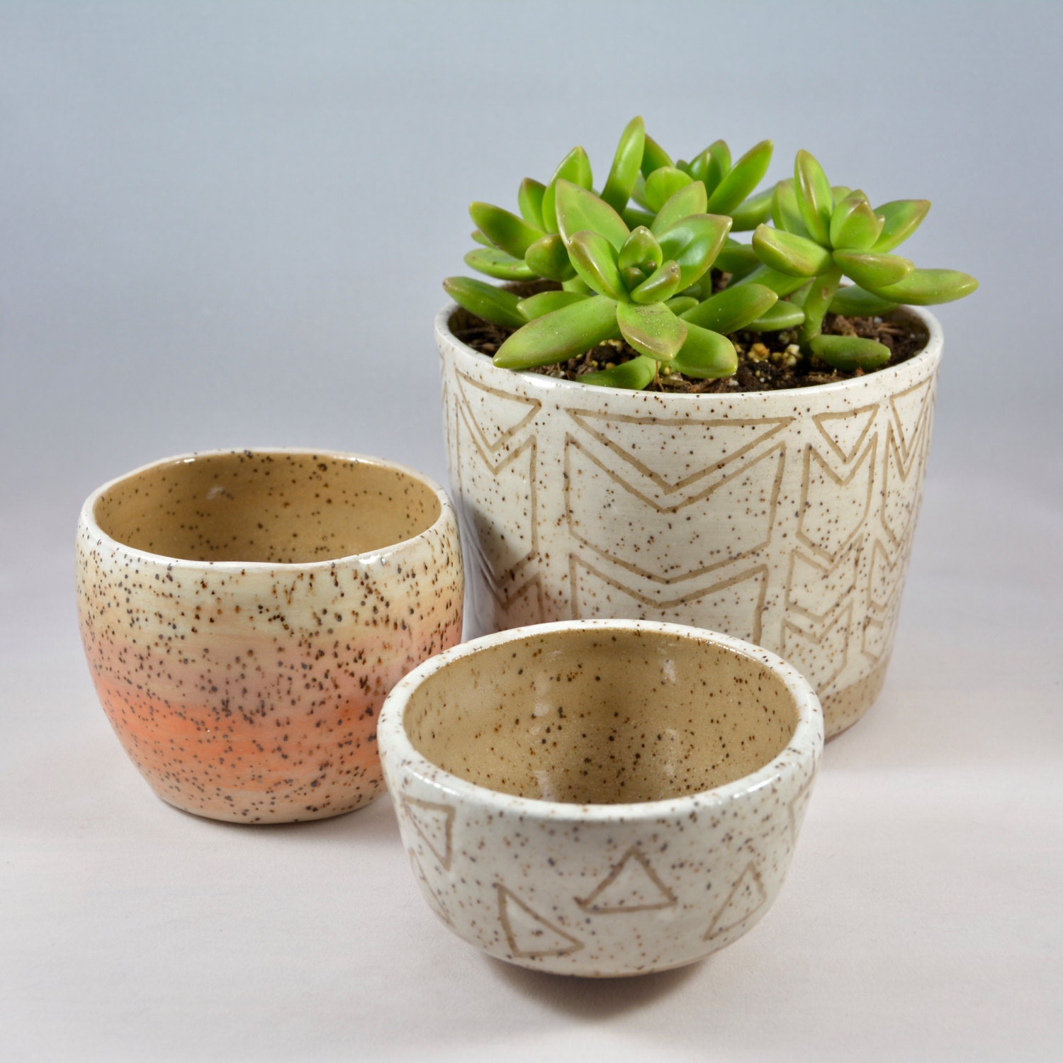 Ceramic Planter With Chevron Design - Etsy