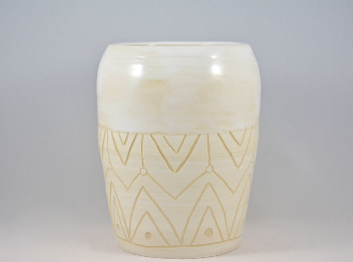 Geometric Design on a Small Ceramic Planter / Tumbler / Vase - Etsy