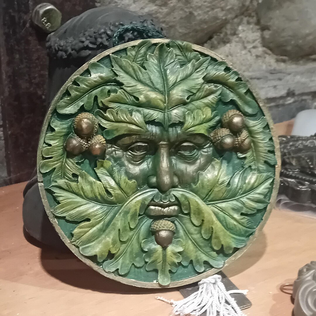 Green Man With Acorns Wall Plaque Irish Forest Gods Pagan Medieval ...
