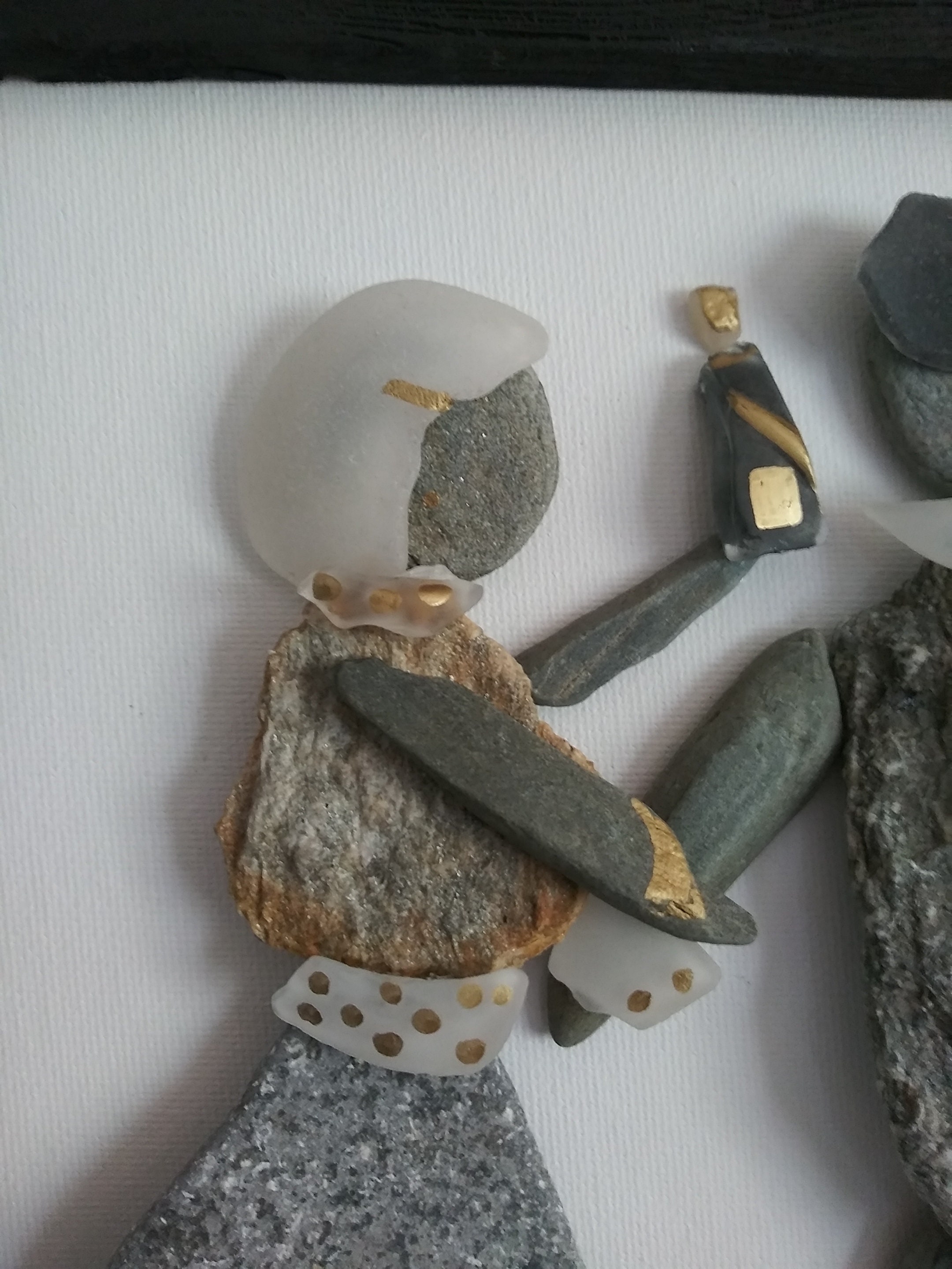 Lets Dance Pebble Art Black White Gold Dancing Couple | Etsy