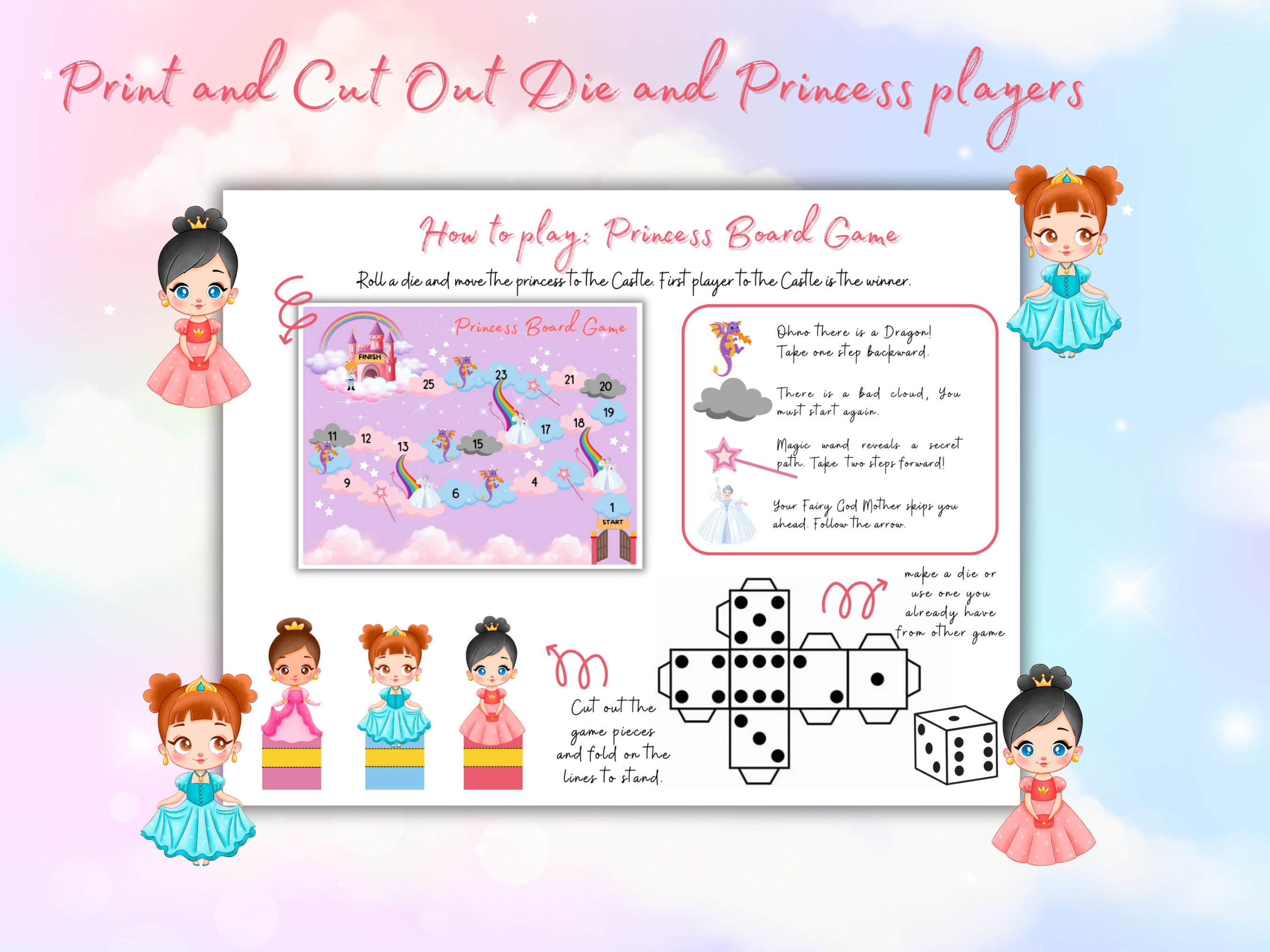 Princess Board Game Printable - Etsy