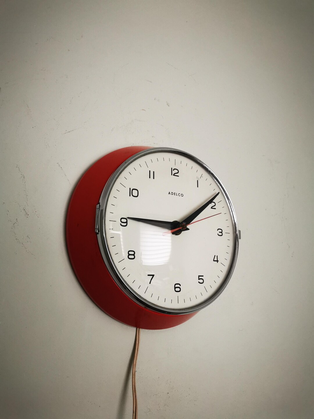 Vintage Electric Wall Clock - ADELCO Red - Etsy