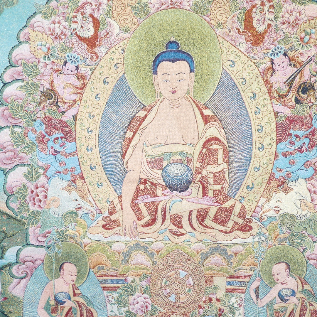 Tibetan Buddhist Gold Tapestry Thangka Hand Painted Thangka Tathagata ...