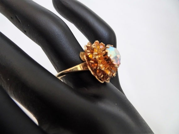 Signed Sarah COVENTRY - AB Rhinestone Cluster Ring - … - Gem
