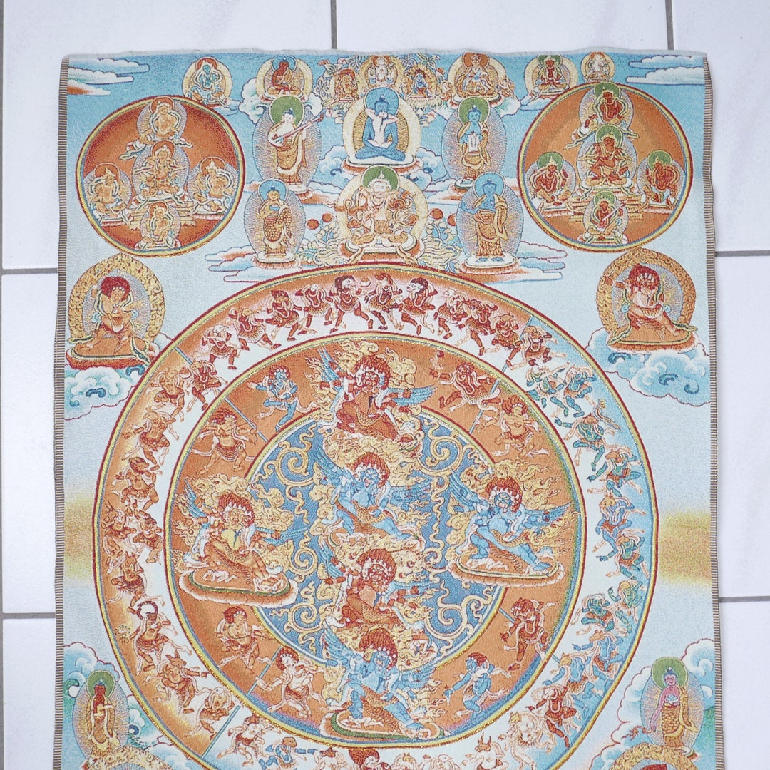 Tapestry Thangka Tibet Buddha Wrathful Deity - Brocade - Woven Fabric ...