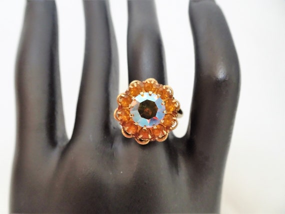 Signed Sarah COVENTRY - AB Rhinestone Cluster Ring - … - Gem