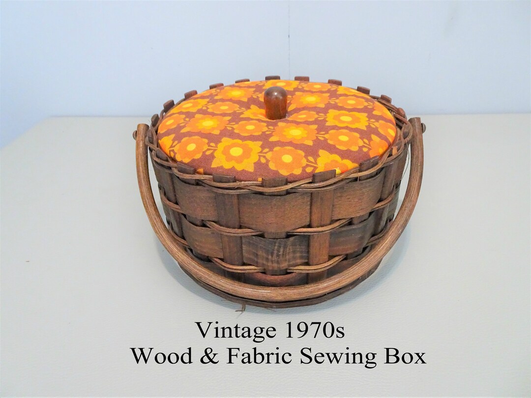 Vintage Retro Sewing Box / Sewing Box Wood 70s - Orange Brown - Etsy