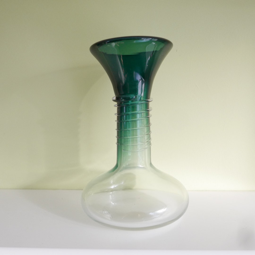 Val Saint Lambert VSL Belgium Vase Studio Crystal Green 1990s A Collard ...