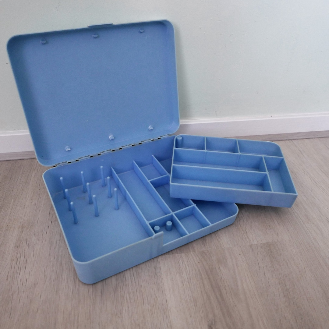 Baby Blue Plastic Sewing Box / Vintage 1970s Sewing Box Haberdashery ...