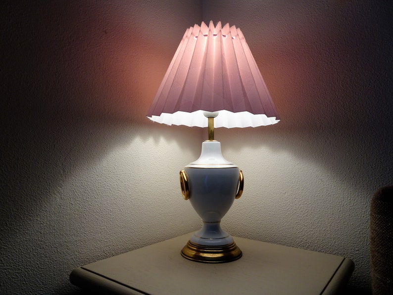 Vintage Table Light From the 80s White Gold Ceramics and | Etsy