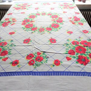 Retro Vintage Red Rose Flower Table Cloth Tablecloth-years - Etsy