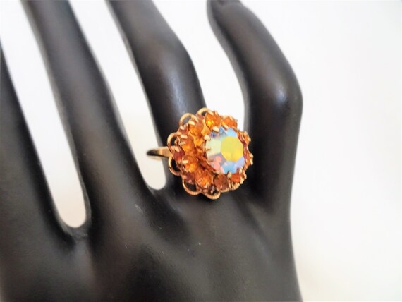 Signed Sarah COVENTRY - AB Rhinestone Cluster Ring - … - Gem