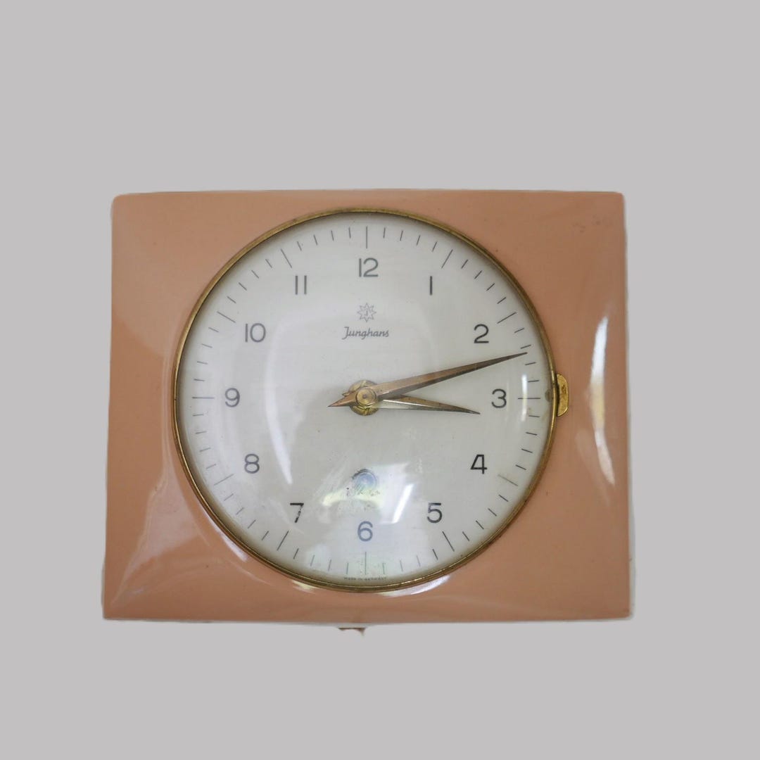 Clock - Vintage Pink Ceramic Wall Clock Junghans Germany - 1950s ...
