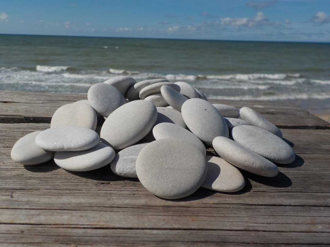 Set of 10 Small White Beach Pebbles -size 1.6-2"/40-50 Mm-small Sea ...