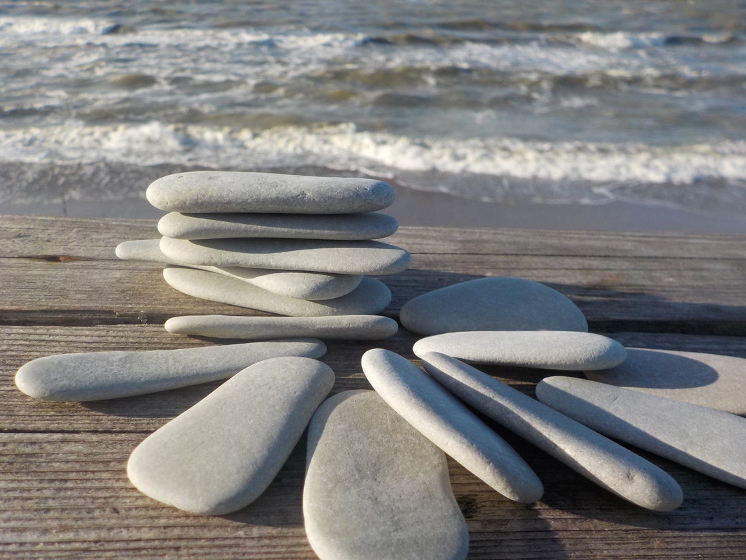 Stone Decor- Set of 40 Pcs Small ELONGATED Pebbles-size 0.8-1.7"/20-45 ...