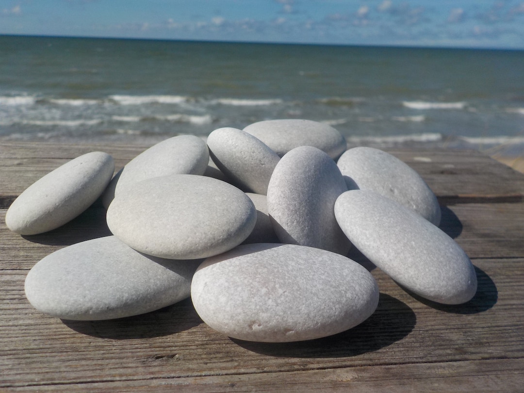 Craft Stones-set of 7 Thick Light Pebbles -size 2.2-2.4"/55-60mm-small ...