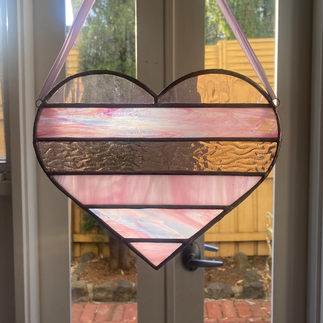 Pink Glass Heart - Etsy