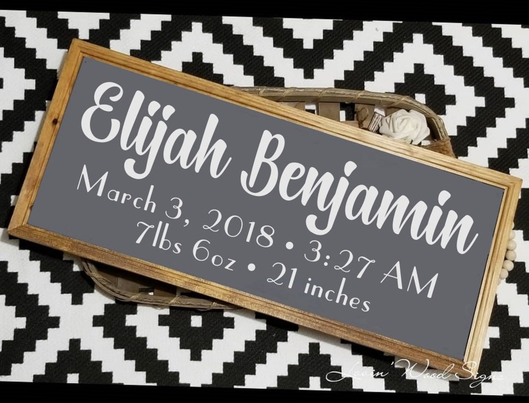 Birth Stats Sign, Boys Nursery Name Sign, New Baby Gift, Birth ...