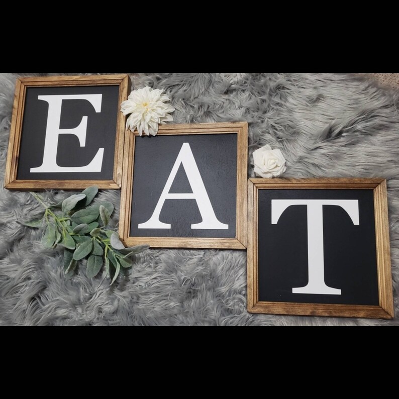 EAT Sign Eat Sign Set of 3 Farmhouse Sign Set Kitchen | Etsy