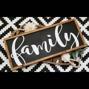 Family Sign, Family Sign Wood, Wood Family Sign, Black Family Sign ...