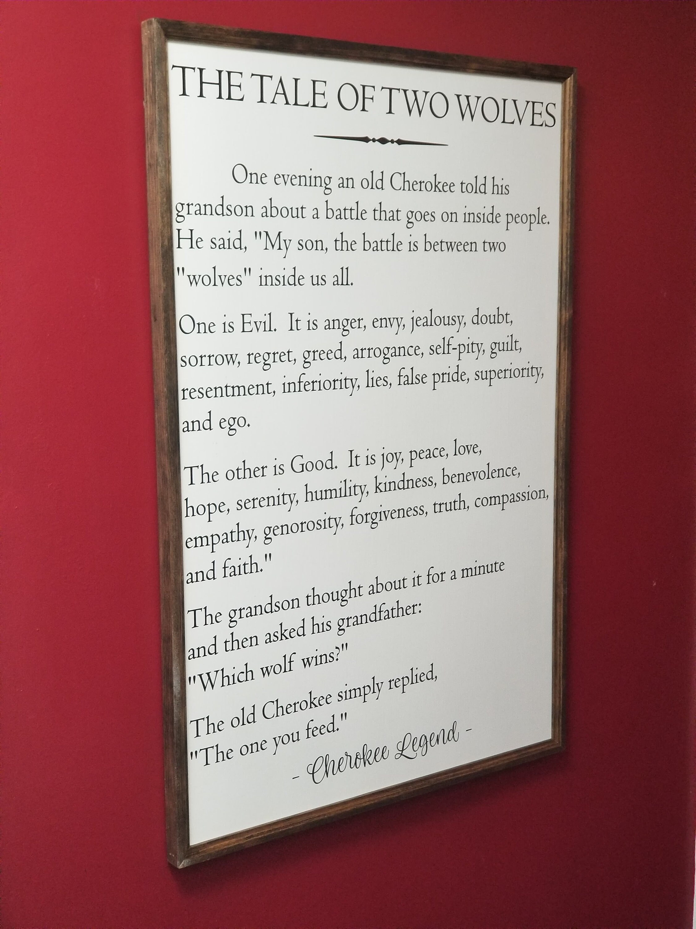 Tale of Two Wolves Sign Inspirational Quote Sign Native | Etsy