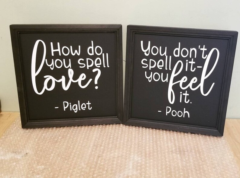 How Do You Spell Love Winnie the Pooh Piglet Set of 2 - Etsy