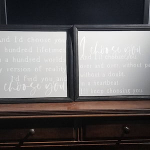 I Choose You, and I'd Choose You Sign, Set of 2 Signs, Master Bedroom ...
