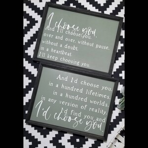 I Choose You, and I'd Choose You Sign, Set of 2 Signs, Master Bedroom ...