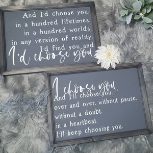 I Choose You, and I'd Choose You Sign, Set of 2 Signs, Master Bedroom ...
