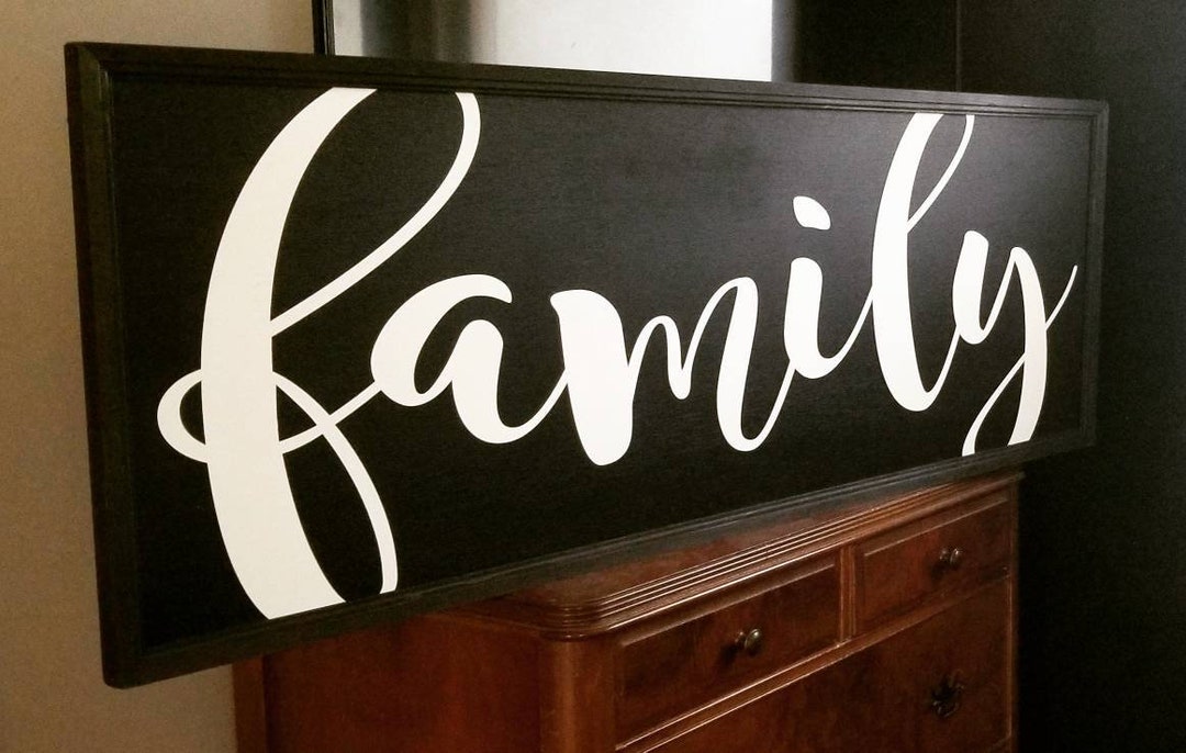 Family Sign, Family Sign Wood, Wood Family Sign, Black Family Sign ...