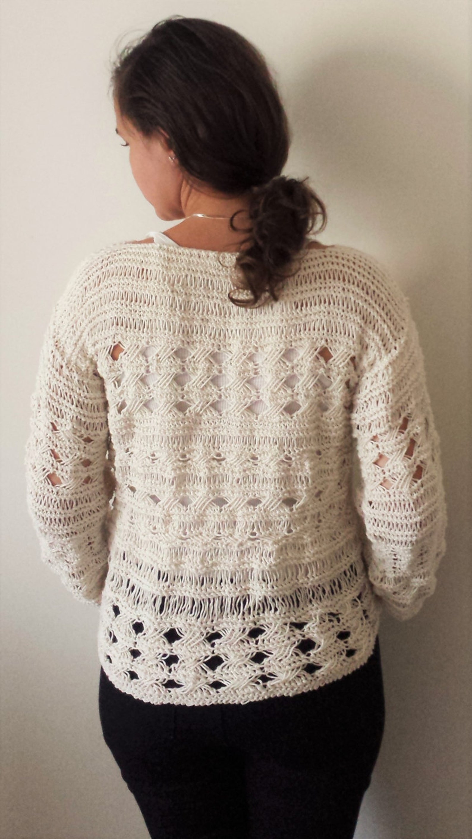 Hand Knit Sweater, Pattern Knit Sweater, Hand Knitted Sweater, Openwork ...