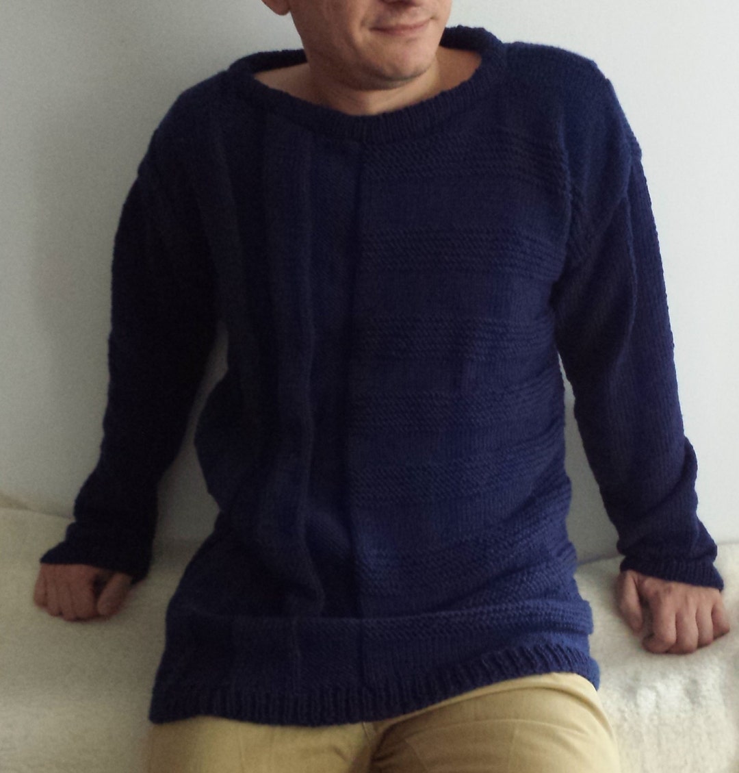 Mens Knit Sweater Merino Wool, Knit Pullover Sweater for Men, Made to ...