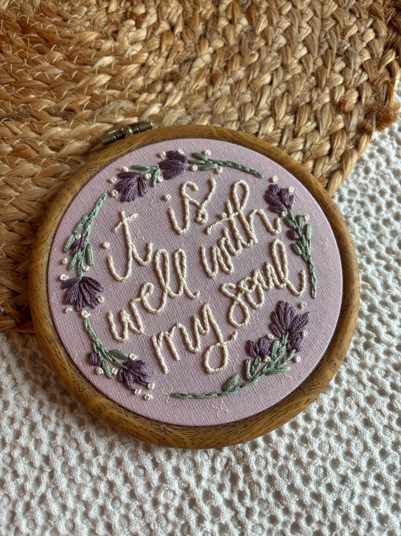 It is Well Embroidery PDF Pattern | Digital Guide Download | Purple ...