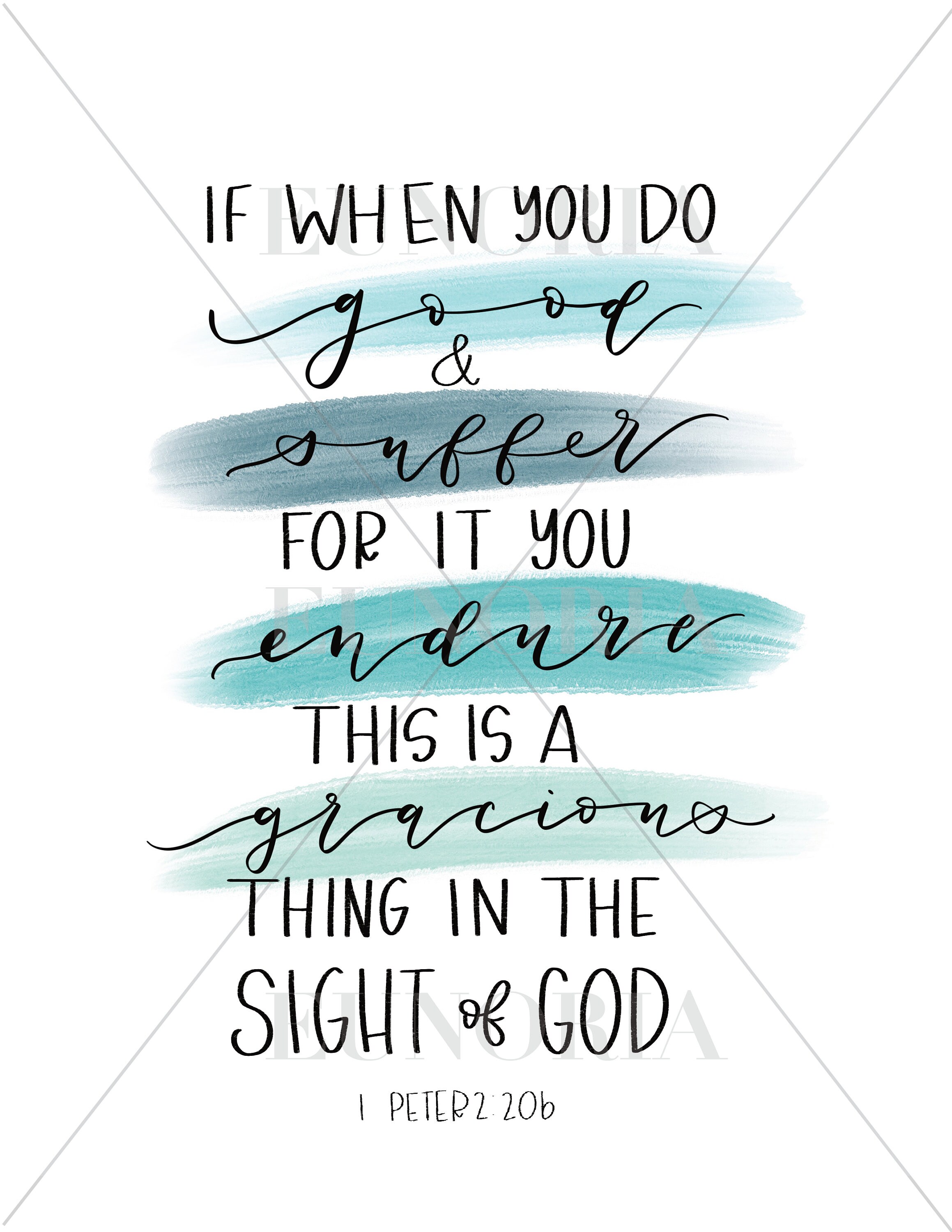 Black Hand Lettering Blue Watercolor Art Christian Bible - Etsy