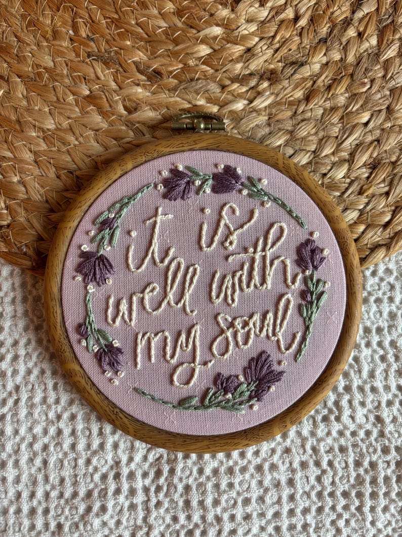 It is Well Embroidery PDF Pattern | Digital Guide Download | Purple ...