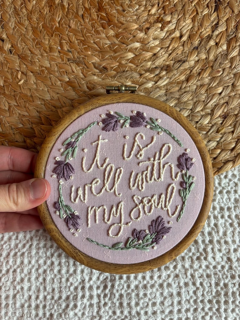 It is Well Embroidery PDF Pattern | Digital Guide Download | Purple ...