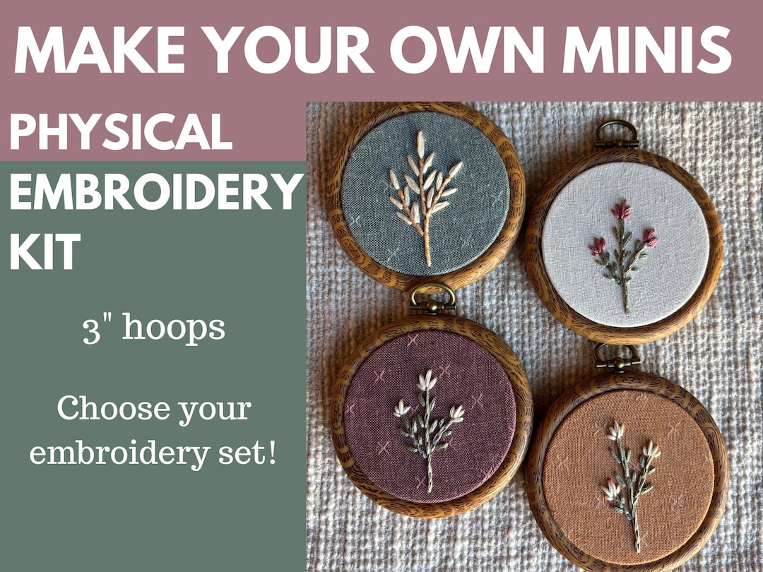 MINI Embroidery PHYSICAL Kit | Vintage Colorful Wildflower DIY Art ...