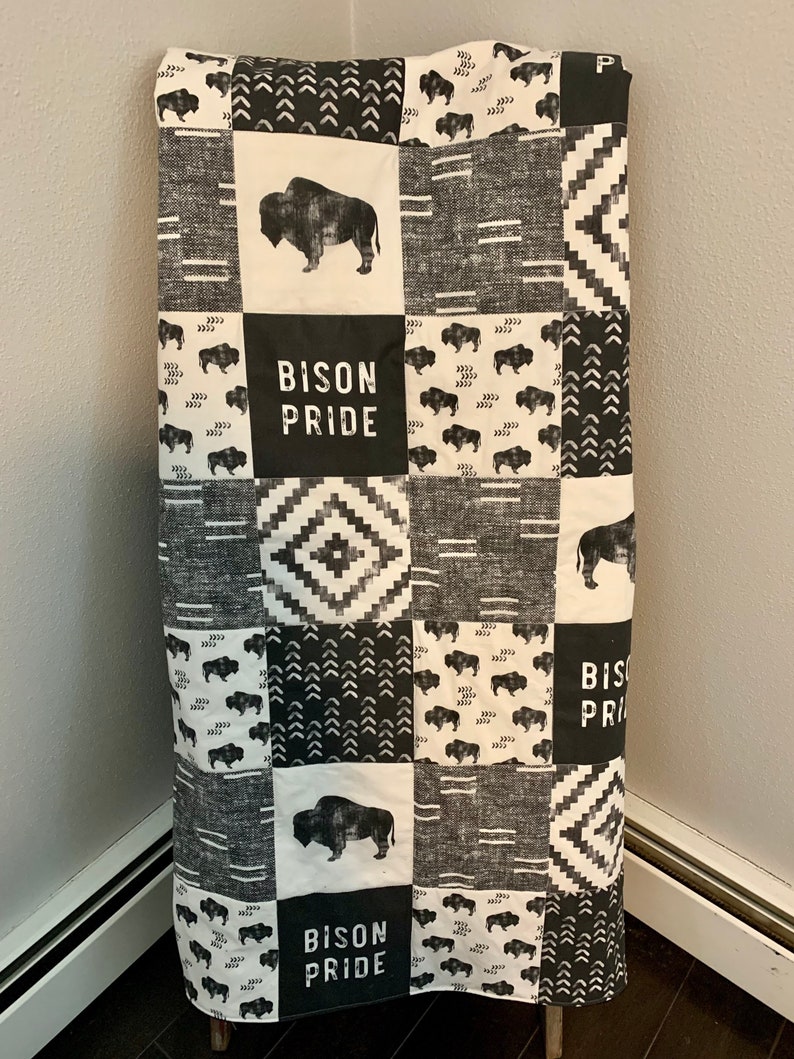 Baby Quilt | Bison | Black | White - Etsy
