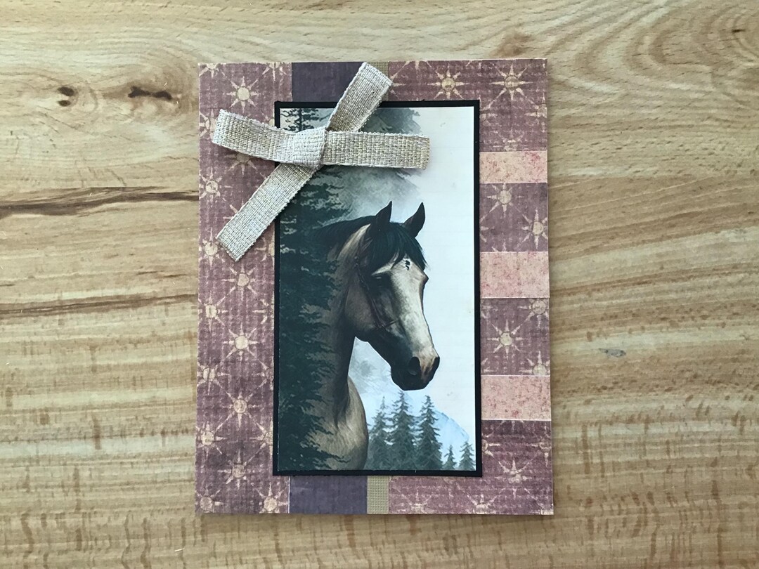 Hand Stamped Horse Birthday Card: Ribbon Bow - Etsy