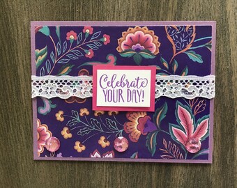 Happy Birthday Card- Purple - Etsy