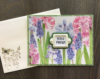 Hand Drawn Floral Collection Hello, Friend Card - Etsy