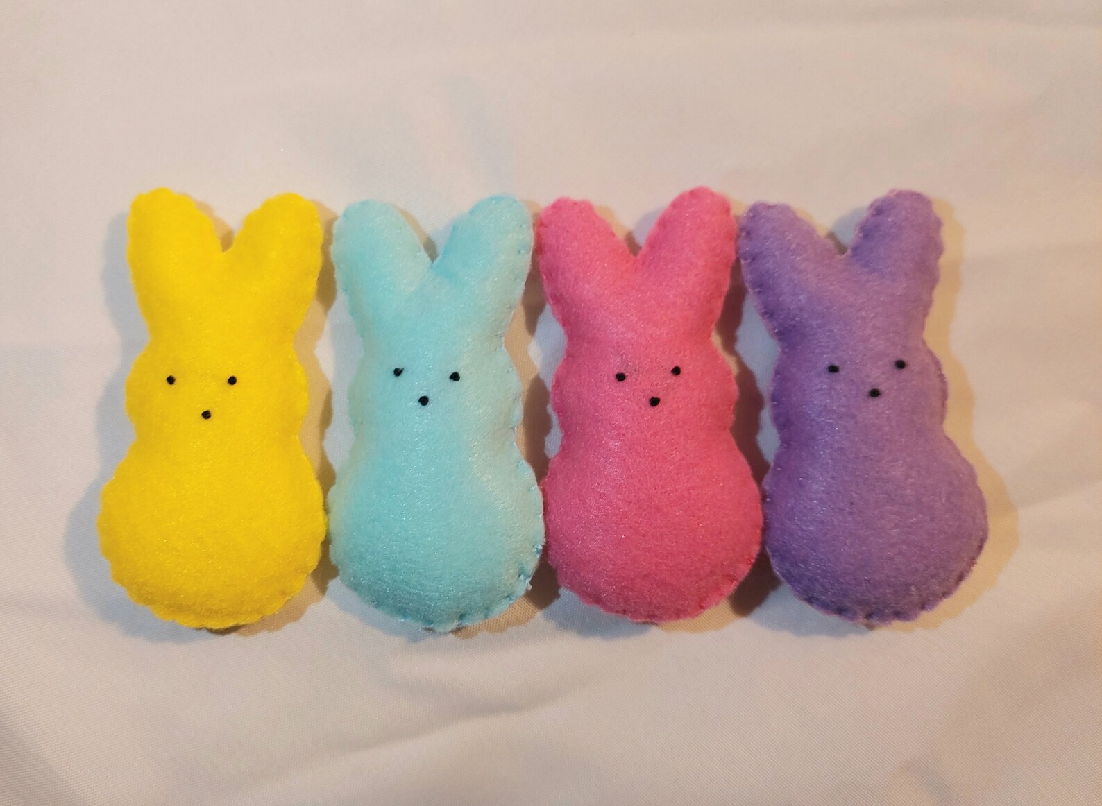 Bunny Marshmallows Peeps Easter Spring Set of 4 Felt Handmade Play Food ...